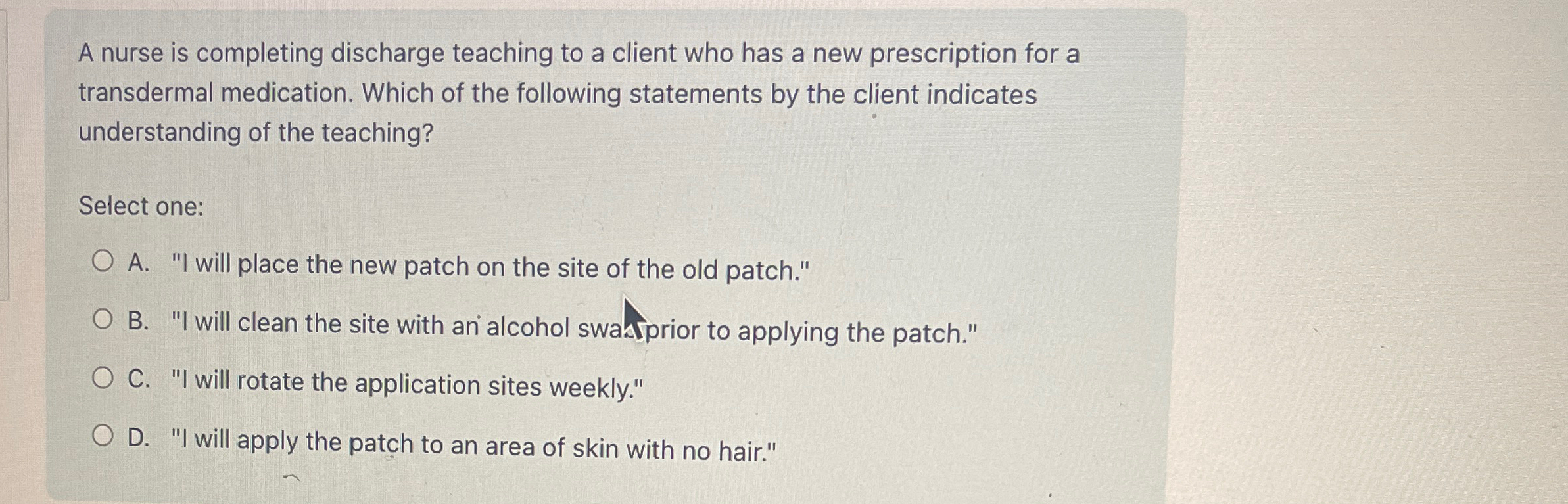 Solved A nurse is completing discharge teaching to a client | Chegg.com