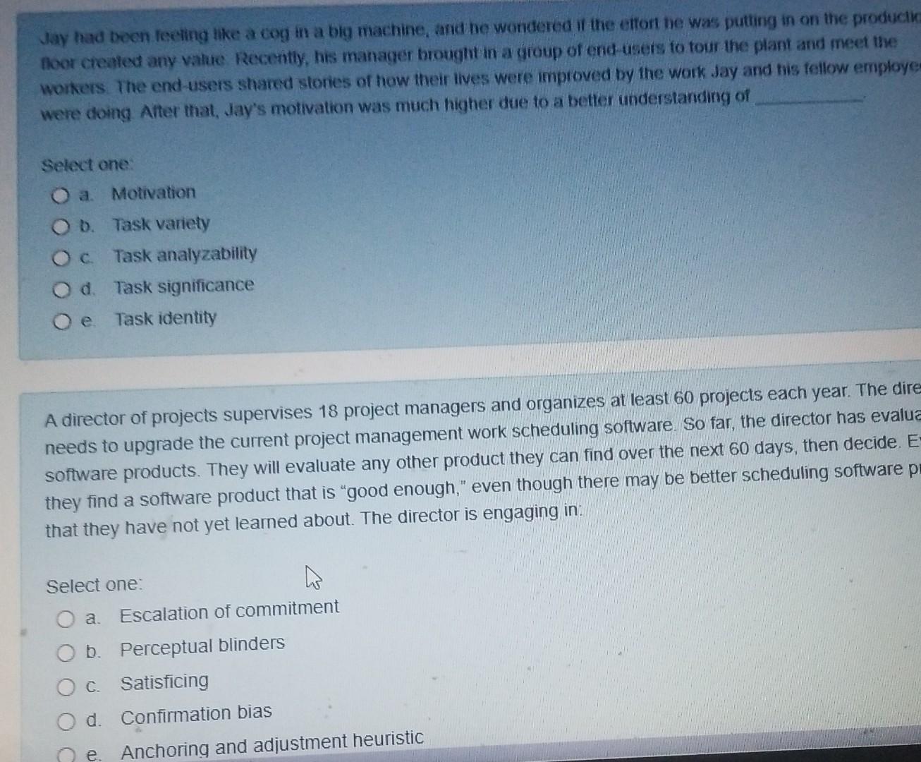 Solved Since management adopted a job enrichment initiative, | Chegg.com