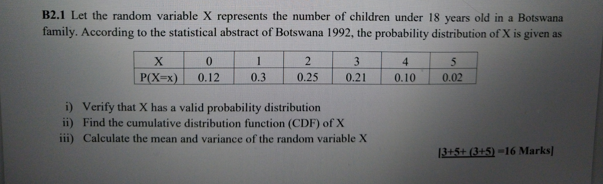 Solved B2.1 ﻿Let the random variable x ﻿represents the | Chegg.com