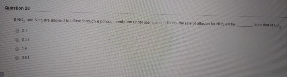 Solved Question 28 IF NO, and NH3 are allowed to effuse | Chegg.com