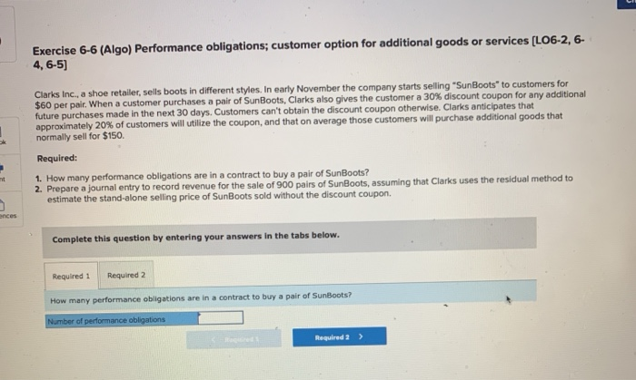 Solved Exercise 6-6 (Algo) Performance obligations; customer | Chegg.com