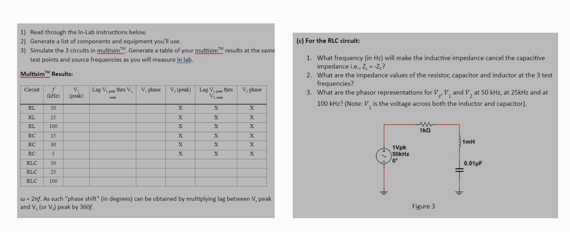 Solved Please solve the RLC circuit in multisim please. | Chegg.com