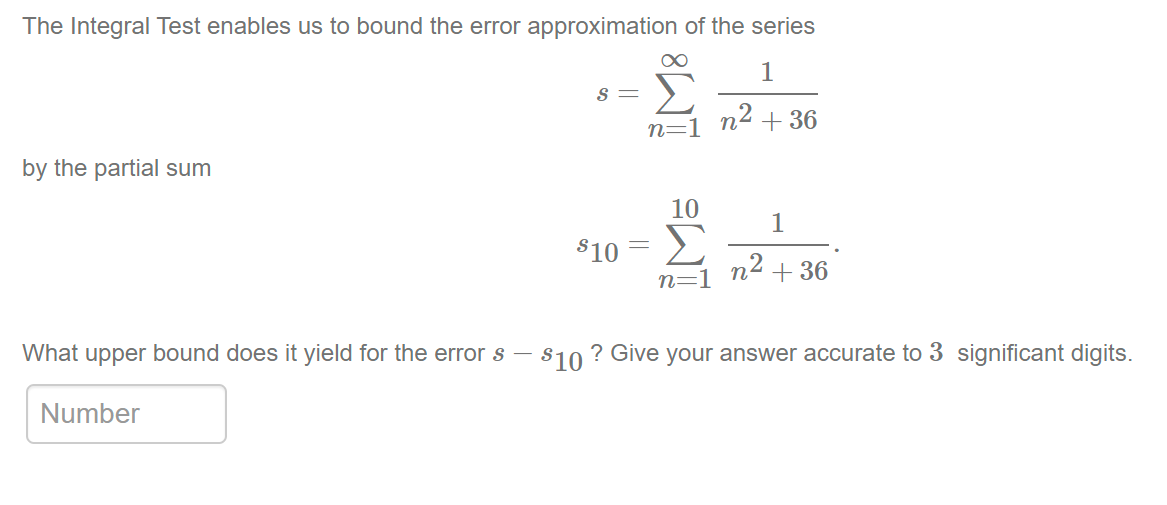 Solved The Integral Test enables us to bound the error | Chegg.com