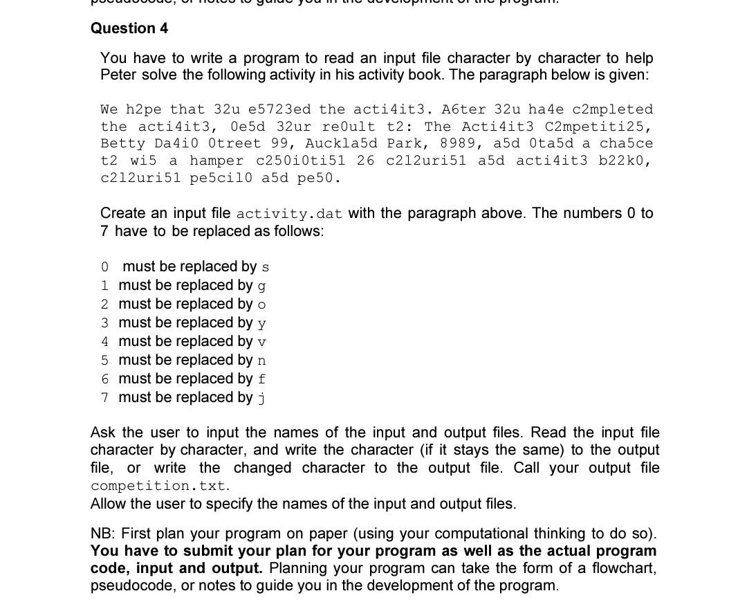 Solved You Have To Write A Program To Read An Input File 9431