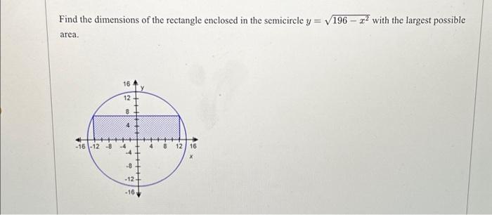 Solved Find the dimensions of the rectangle enclosed in the | Chegg.com