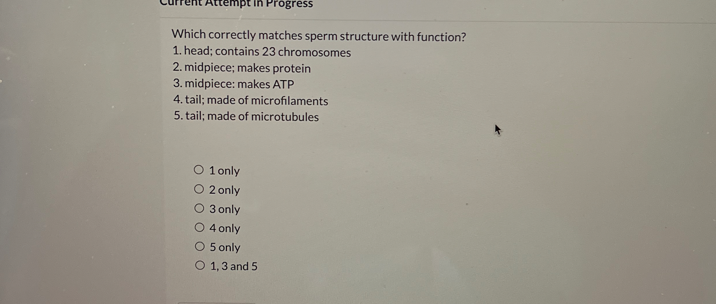Solved Which correctly matches sperm structure with | Chegg.com