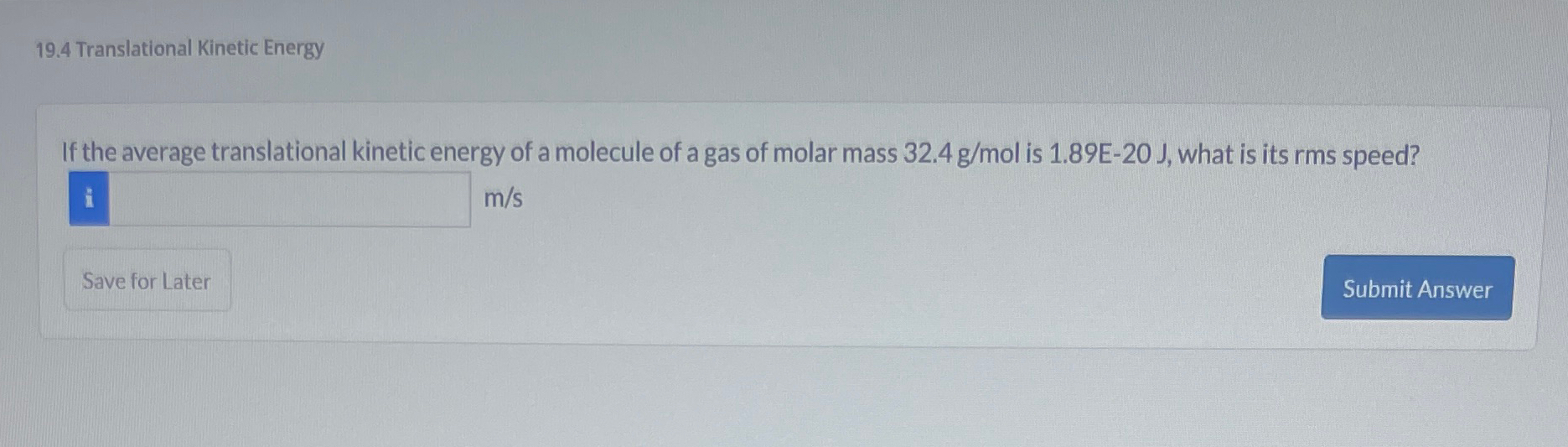 Solved 19.4 ﻿Translational Kinetic EnergyIf the average | Chegg.com
