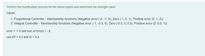 Solved Perform the fuzzification process for the below | Chegg.com