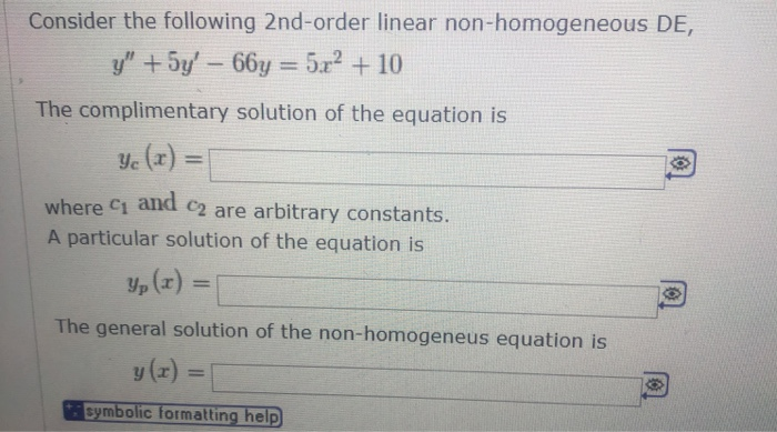 Solved Consider the following 2nd-order linear | Chegg.com
