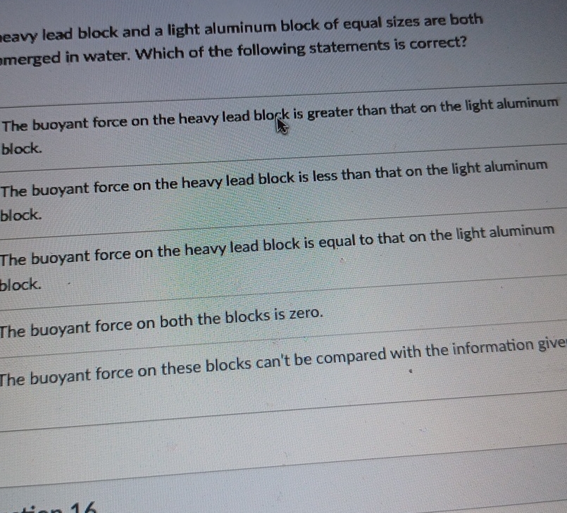 Solved eavy lead block and a light aluminum block of equal | Chegg.com