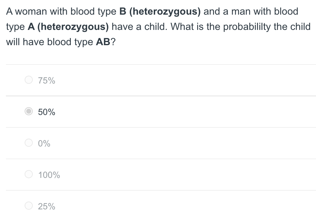 Solved A woman with blood type B (heterozygous) ﻿and a man | Chegg.com
