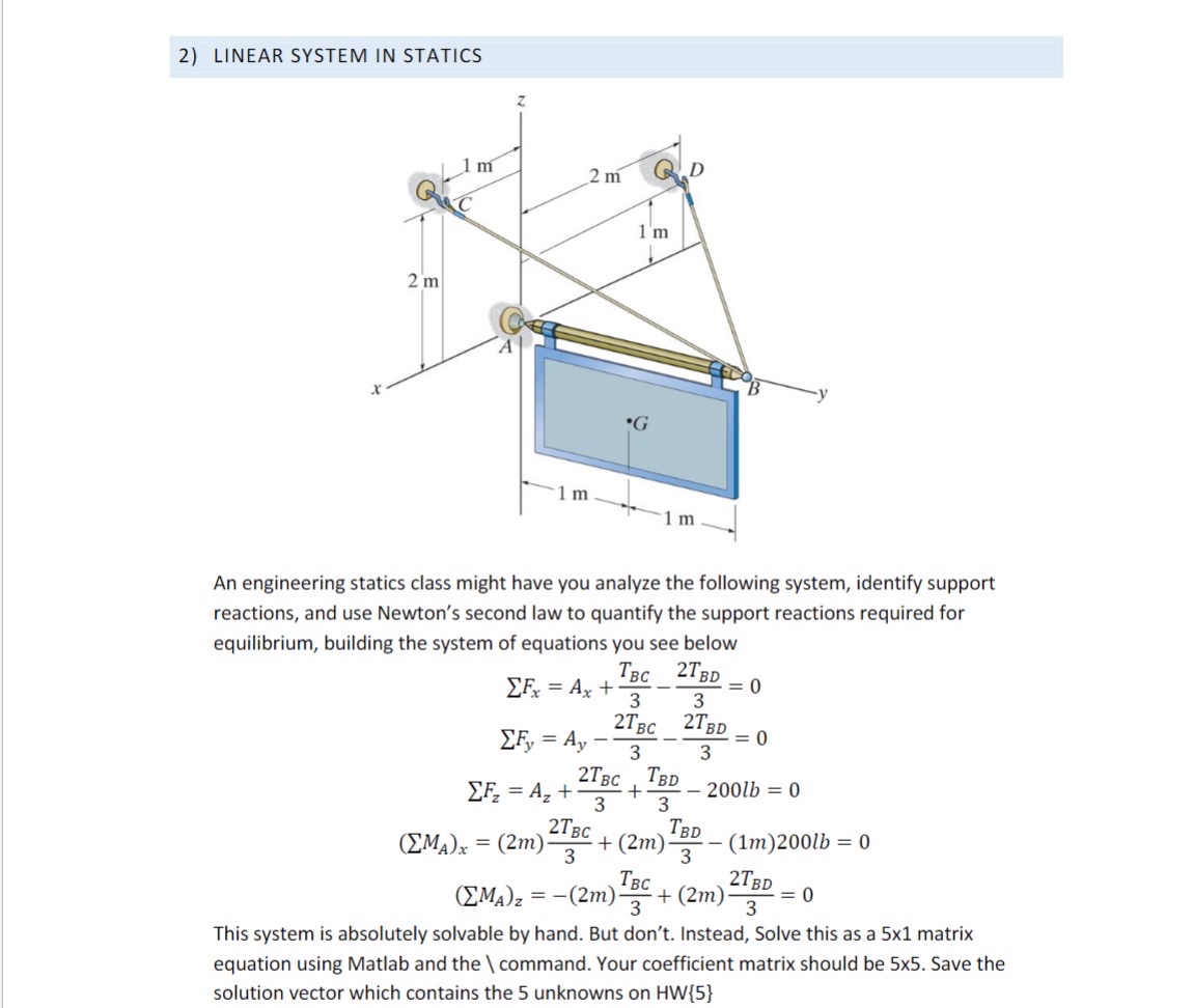 Solved LINEAR SYSTEM IN STATICSAn engineering statics class | Chegg.com