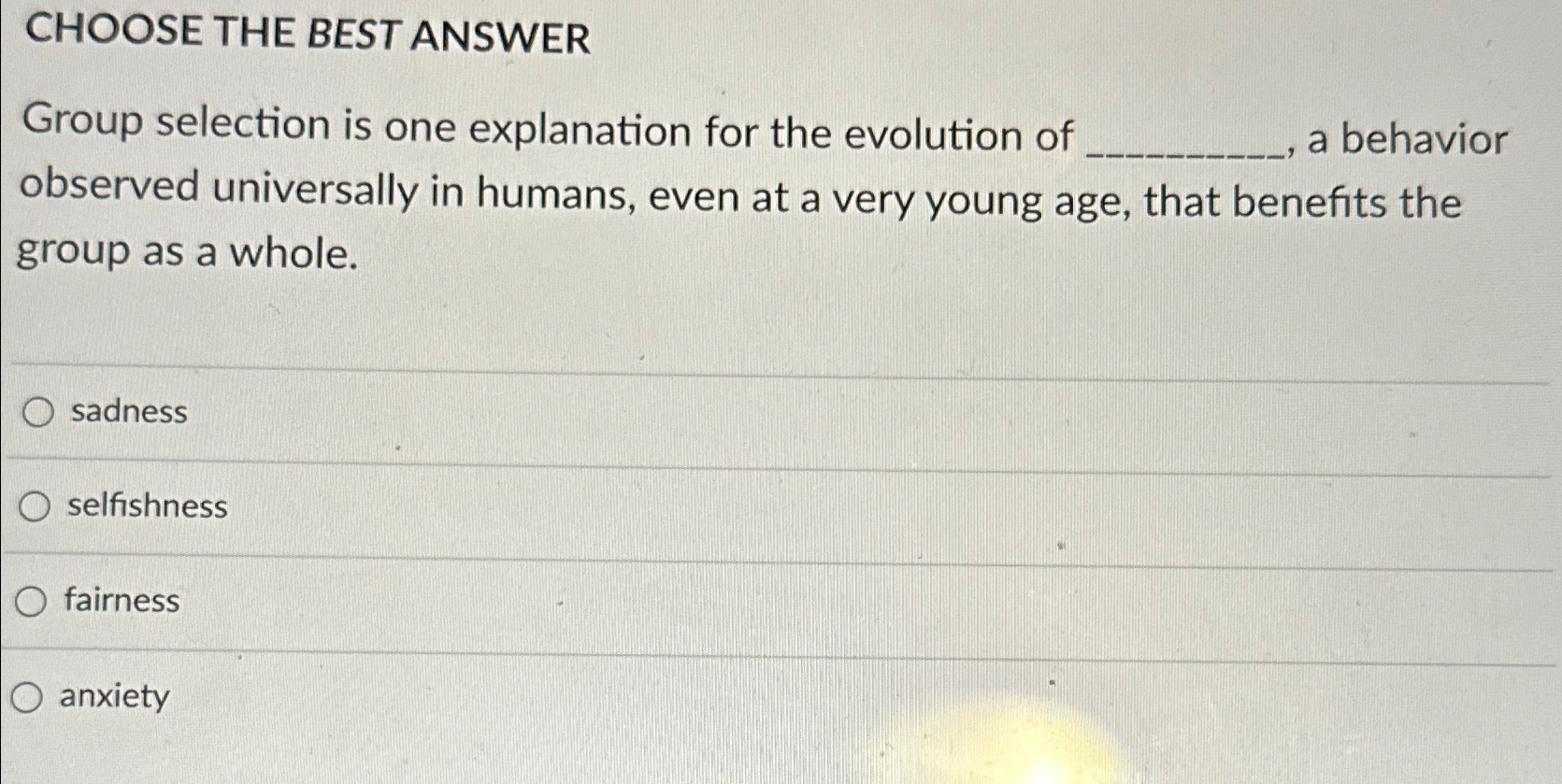 Solved CHOOSE THE BEST ANSWERGroup selection is one | Chegg.com