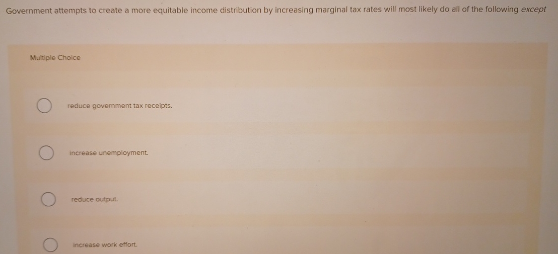 Solved Government attempts to create a more equitable income | Chegg.com