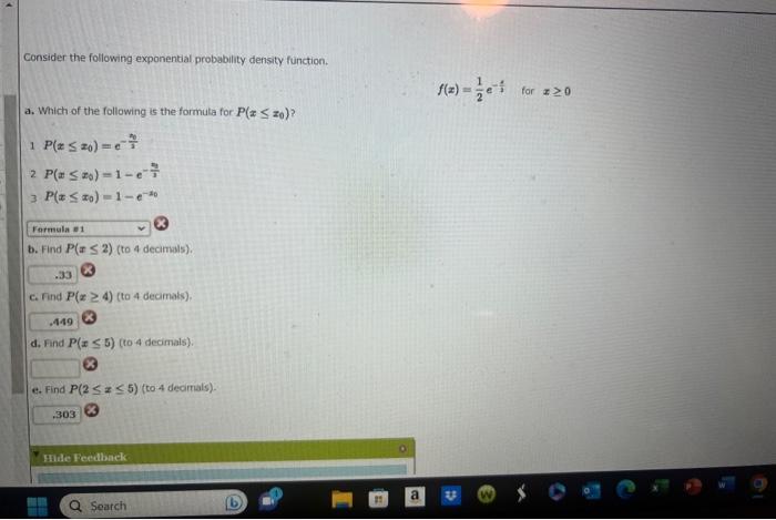 Solved Consider the following exponential probability | Chegg.com