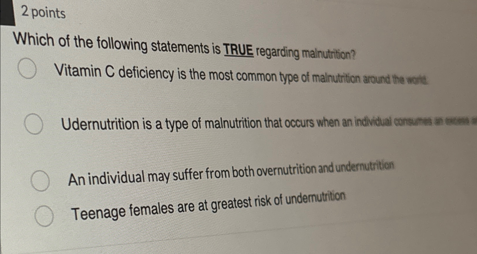 Solved 2 ﻿pointsWhich of the following statements is TRUE | Chegg.com