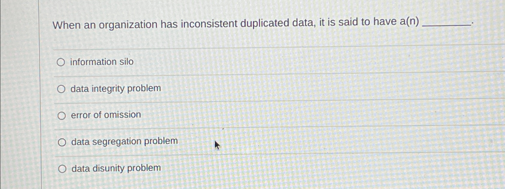 Solved When an organization has inconsistent duplicated | Chegg.com