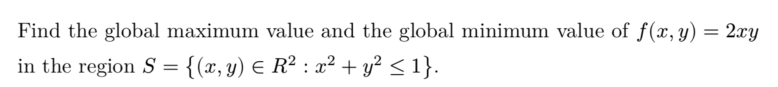 Solved Find the global maximum value and the global minimum | Chegg.com