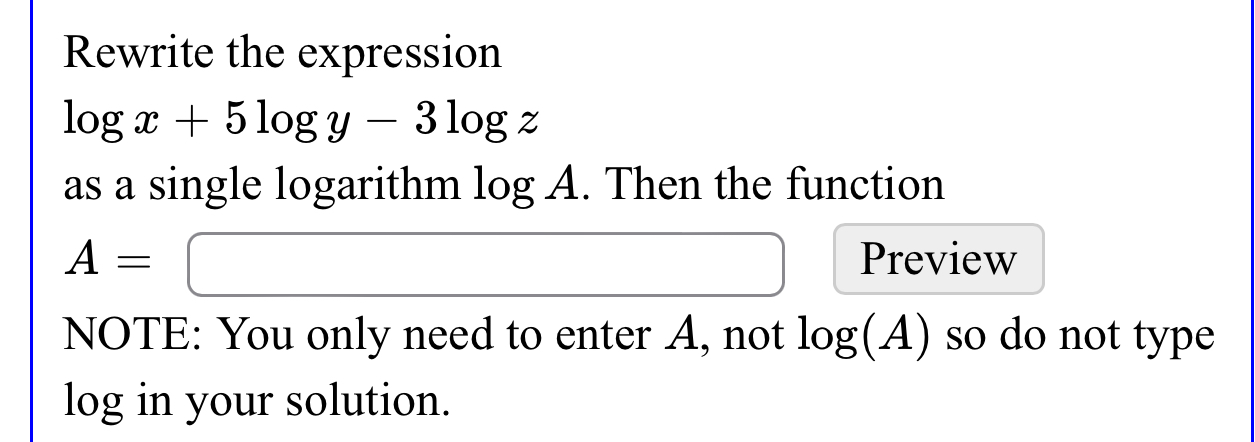 Solved Rewrite the expressionlogx+5logy-3logzas a single log | Chegg.com