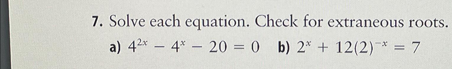 Solved Solve each equation. Check for extraneous | Chegg.com