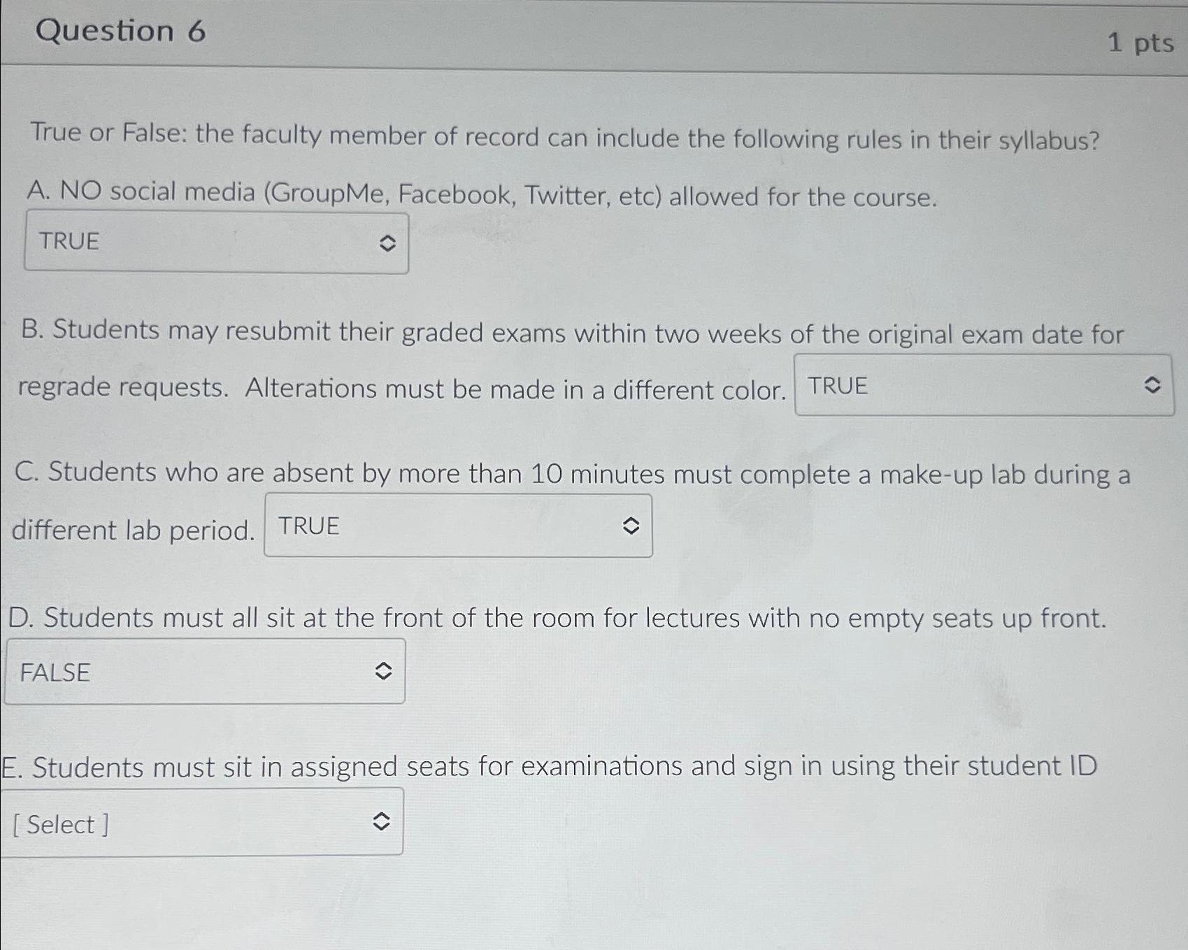 Solved Question 61 ﻿ptsTrue or False: the faculty member of | Chegg.com