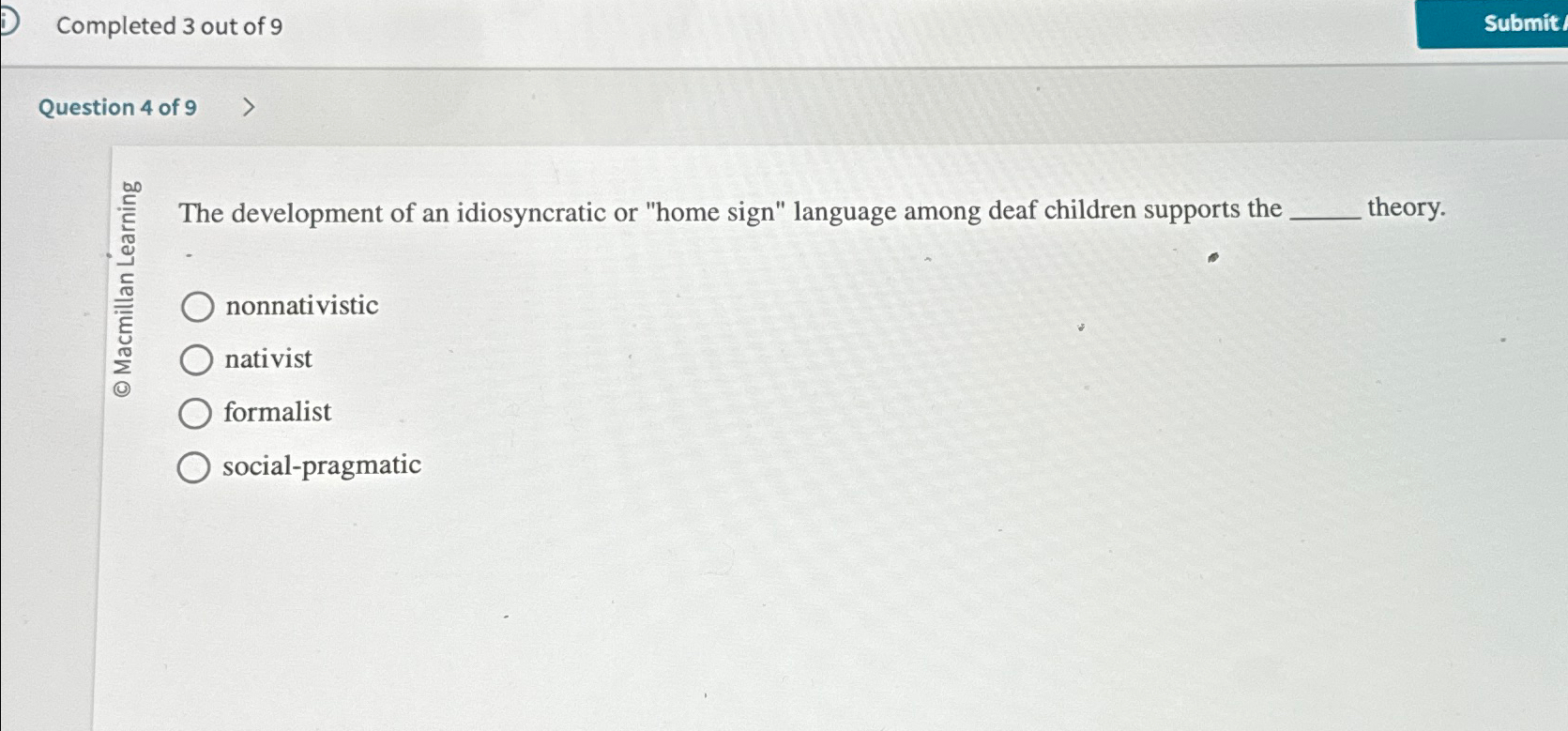 Solved Completed 3 ﻿out of 9Question 4 ﻿of 9The development | Chegg.com