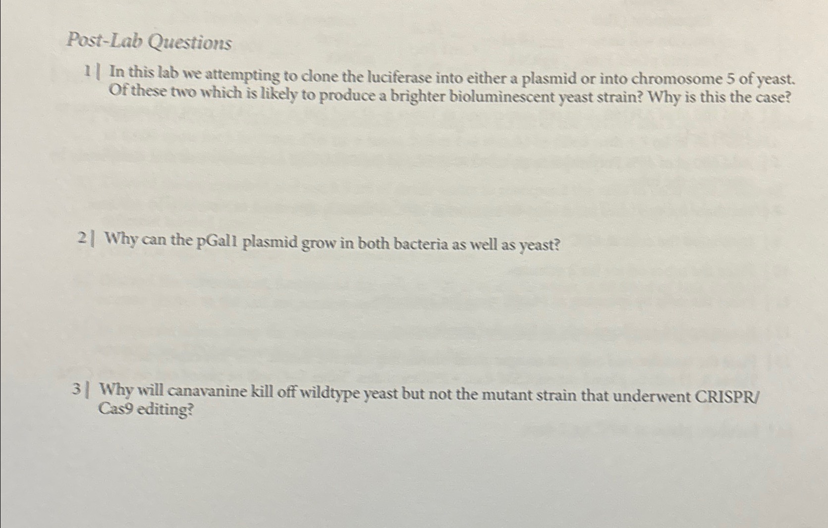 Solved Post-Lab Questions1| ﻿In this lab we attempting to | Chegg.com