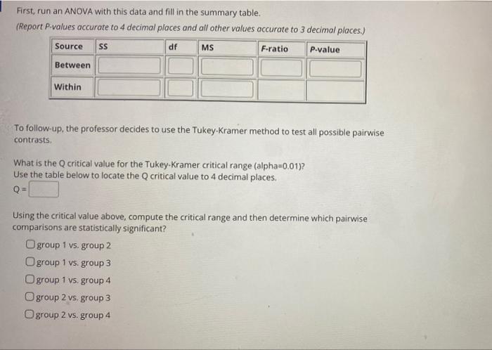 Solved A professor has a class with four recitation groups. | Chegg.com