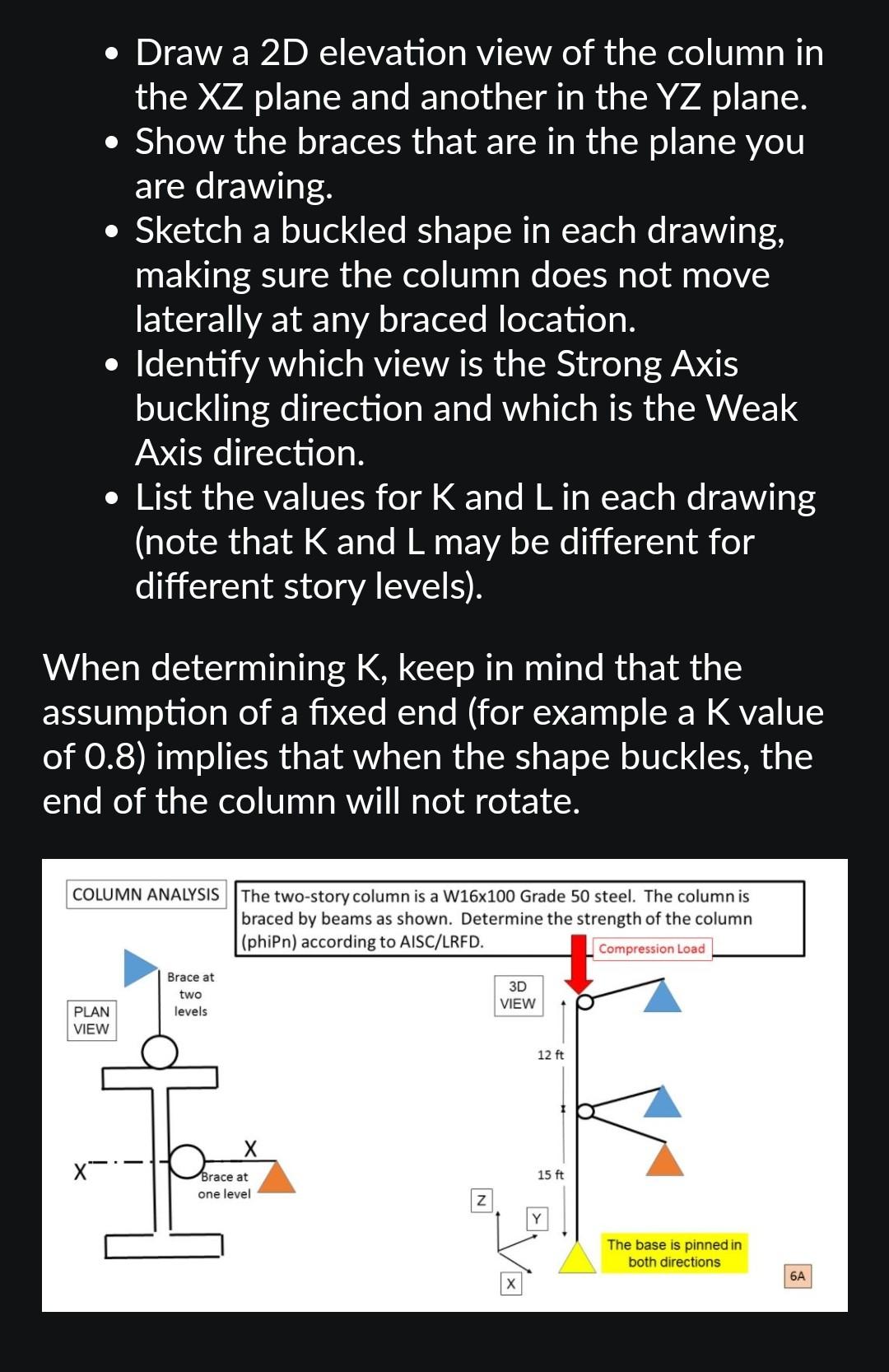 - Draw a 2D elevation view of the column in the XZ | Chegg.com
