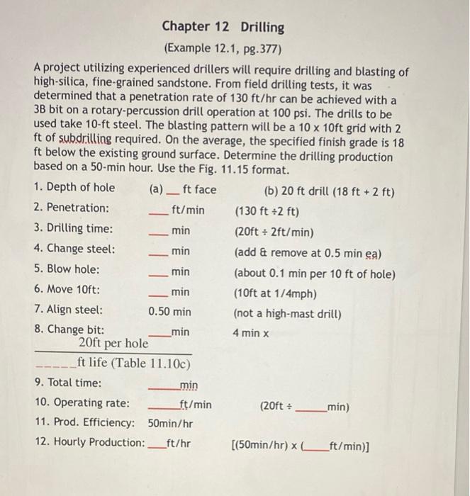 Solved Chapter 12 Drilling (Example 12.1, pg.377) A project | Chegg.com