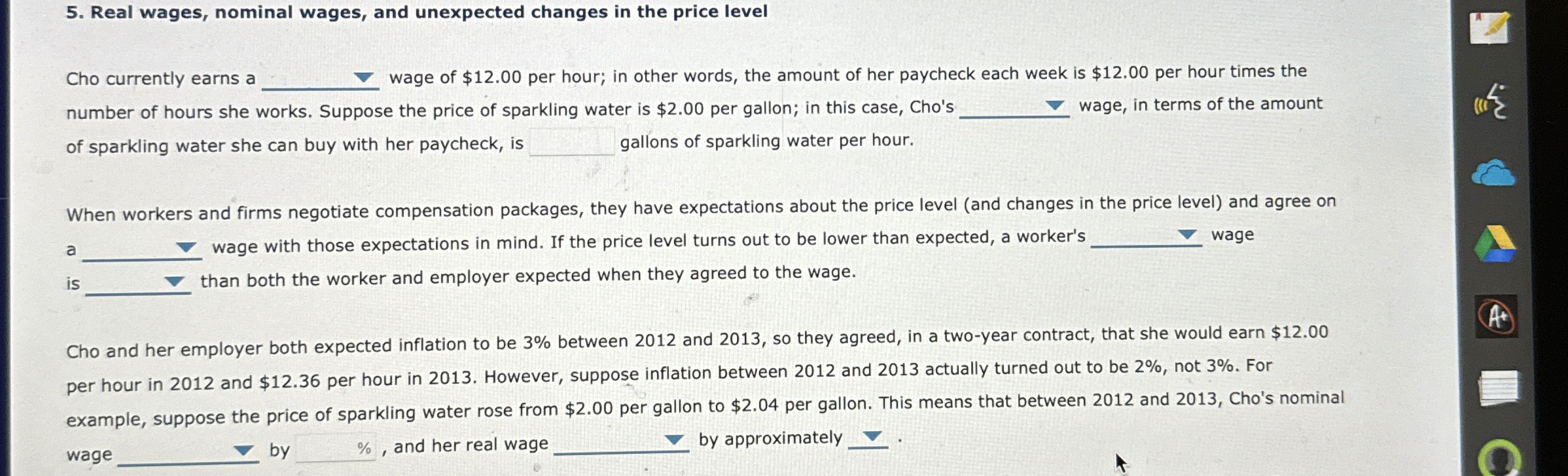 Solved Real wages, nominal wages, and unexpected changes in | Chegg.com