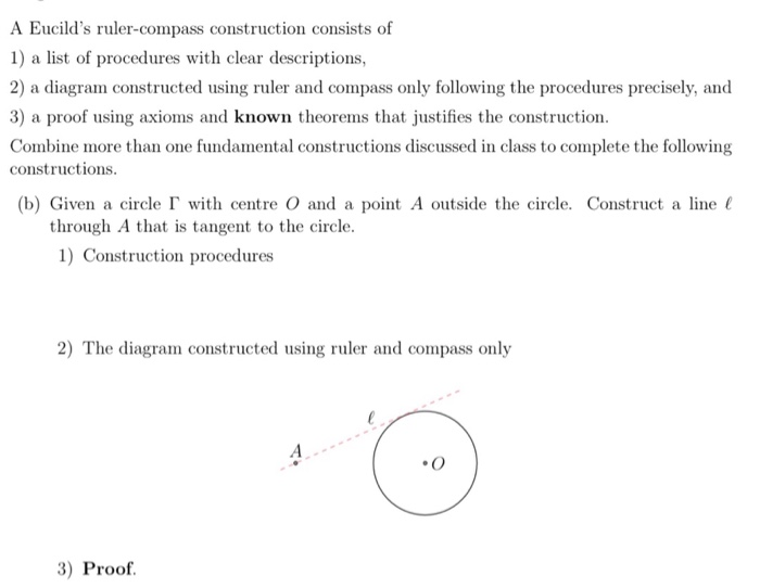 Solved A Eucild's ruler-compass construction consists of 1) | Chegg.com