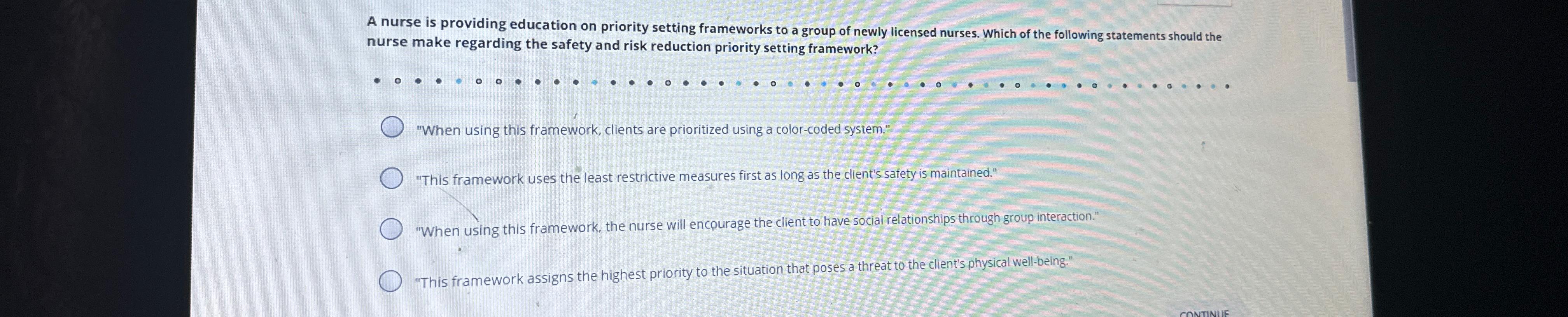 Solved A nurse is providing education on priority setting | Chegg.com