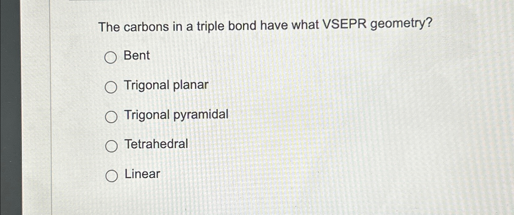 Solved The carbons in a triple bond have what VSEPR | Chegg.com