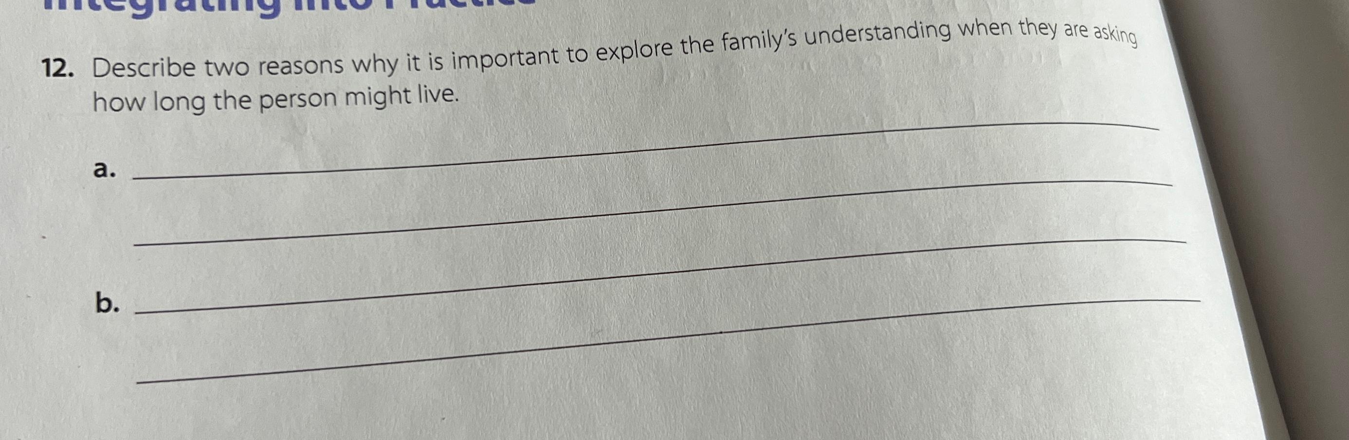 Solved Describe two reasons why it is important to explore | Chegg.com