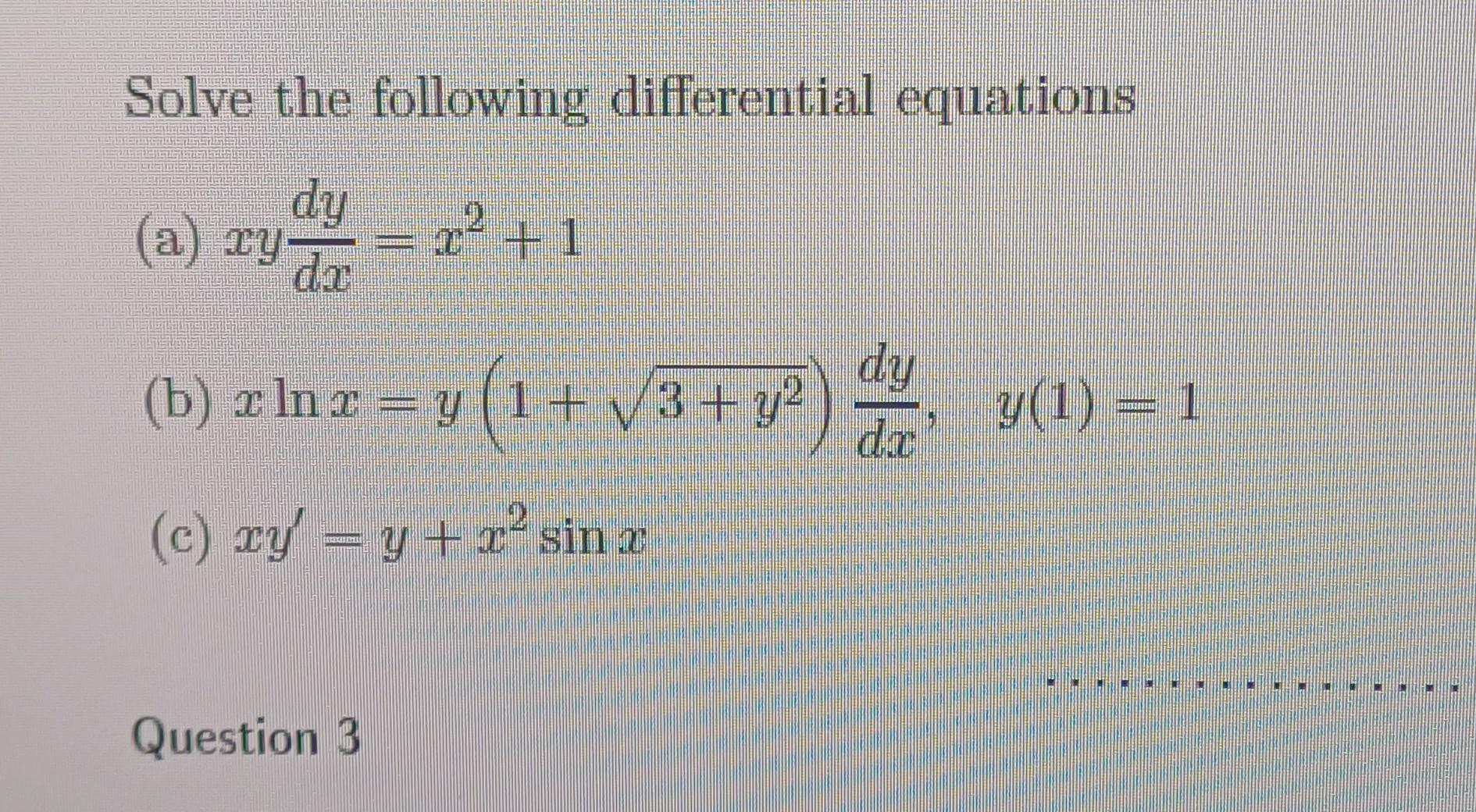 Solved Solve the following differential equations (a) | Chegg.com