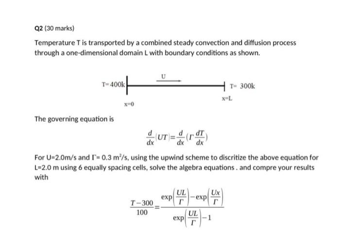 Solved Q2 (30 marks) Temperature T is transported by a | Chegg.com