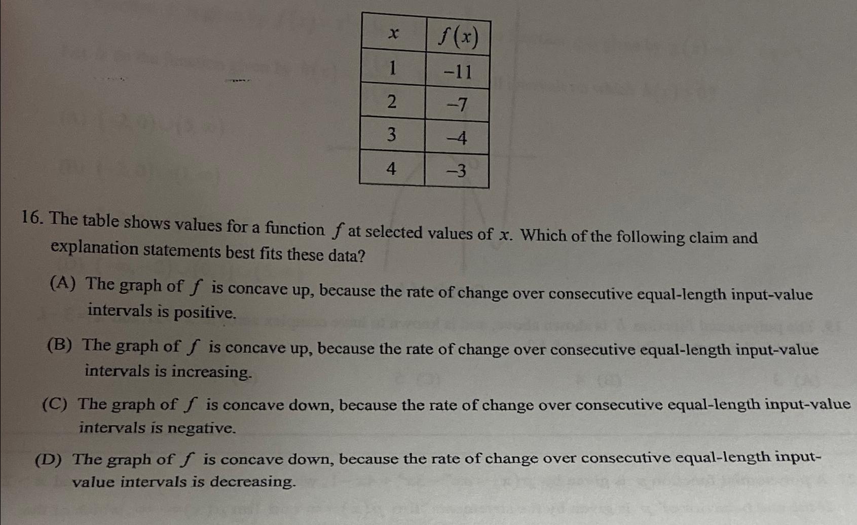 Solved \table[[x,f(x) | Chegg.com