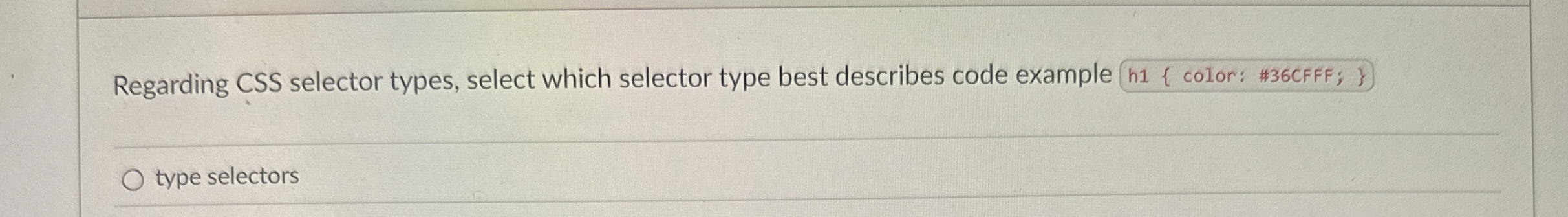 Solved Regarding CSS selector types, select which selector | Chegg.com