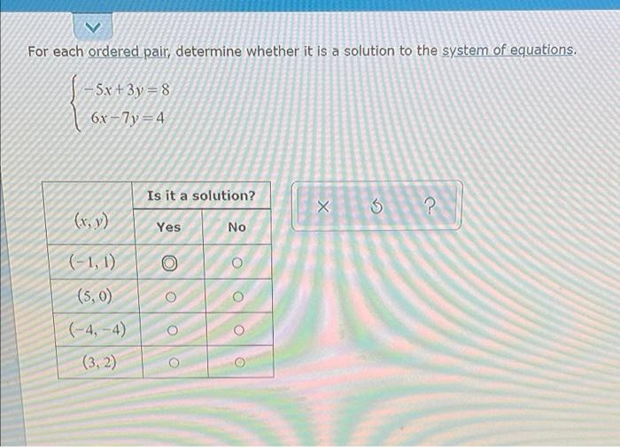 Solved For each ordered pair, determine whether it is a | Chegg.com
