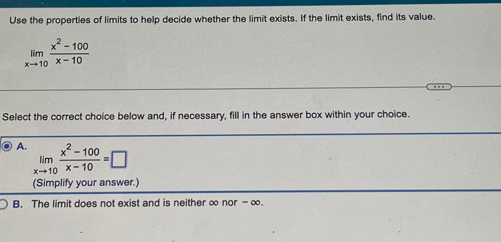 Solved Use the properties of limits to help decide whether | Chegg.com