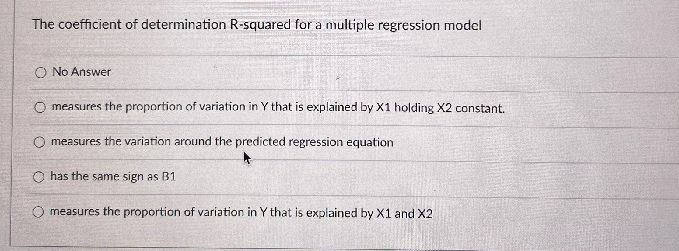 Solved The coefficient of determination R-squared for a | Chegg.com