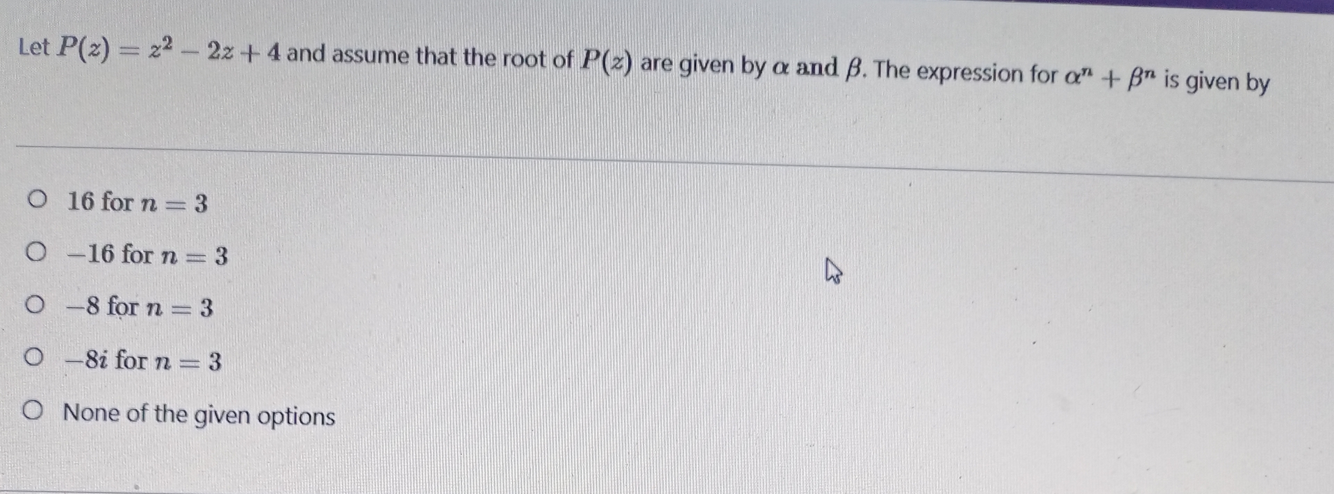 Solved Let P(z)=z2-2z+4 ﻿and assume that the root of P(z) | Chegg.com
