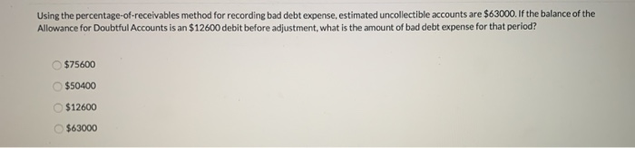 Solved Using the percentage-of-receivables method for | Chegg.com