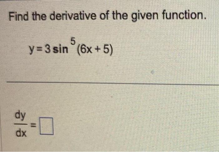 Solved Find the derivative of the given function. | Chegg.com