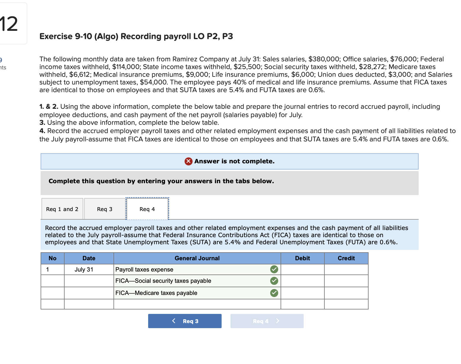 Solved Exercise 9-10 (Algo) Recording payroll LO P2, P3The | Chegg.com Solved Exercise 9-10 (Algo) Recording payroll LO P2, P3The | Chegg.com