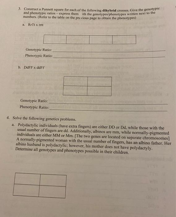 Solved Activity 1: Dihybrid Crosses involving Unlinked Genes | Chegg.com