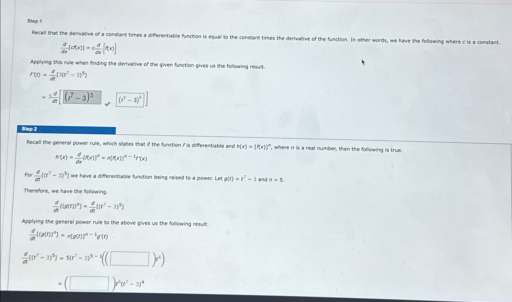 Solved Step 1ddx[cf(x)]=cddx[f(x)]Applying this rule when | Chegg.com
