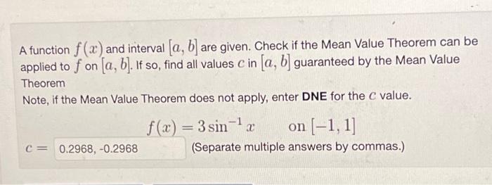 Solved A function f(x) and interval [a,b] are given. Check | Chegg.com