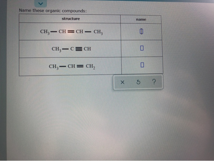 Solved Name these organic compounds: structure CH, — CH=CH — | Chegg.com